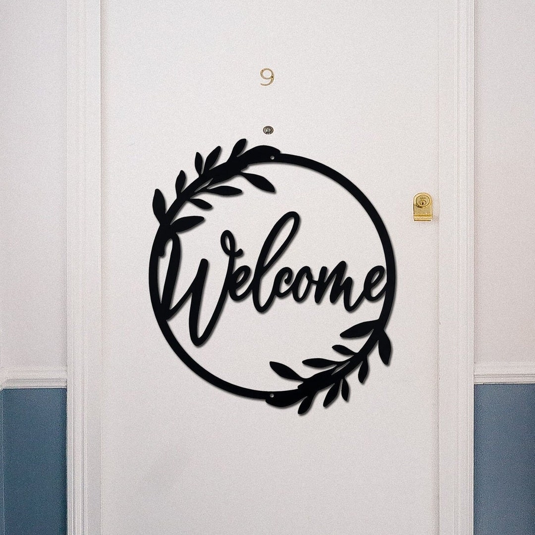 Welcome Sign Personalized Welcome Door Hanger Monogram Metal Wall Art ...