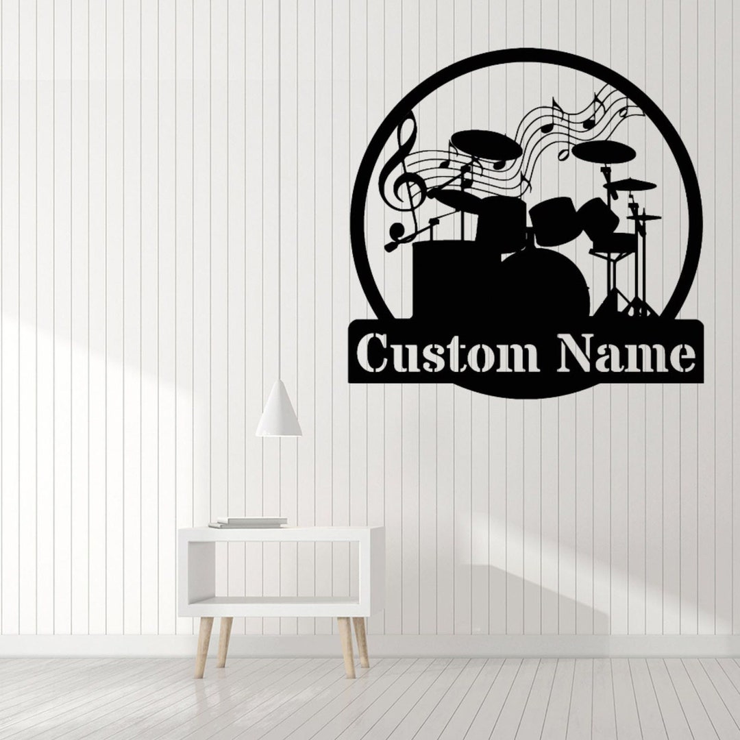 Custom Drum Set Metal Wall Decor Drummer Name Sign Drum Set Drummer ...