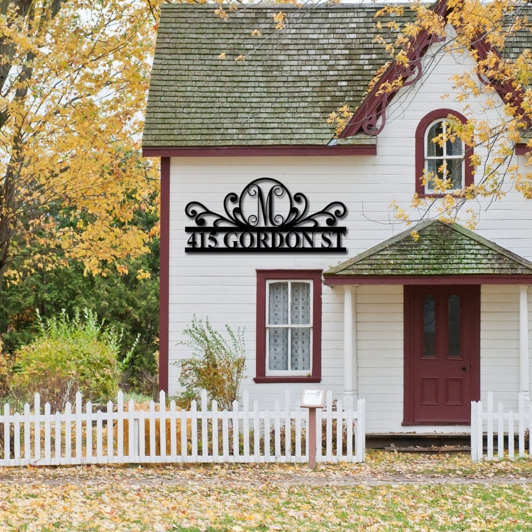 Custom Metal House Number Sign Address Sign With Street Name Metal ...