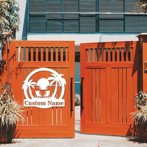 Palm Trees Sign Porch Decor Outdoor Palm Trees Metal Sign Tropical ...