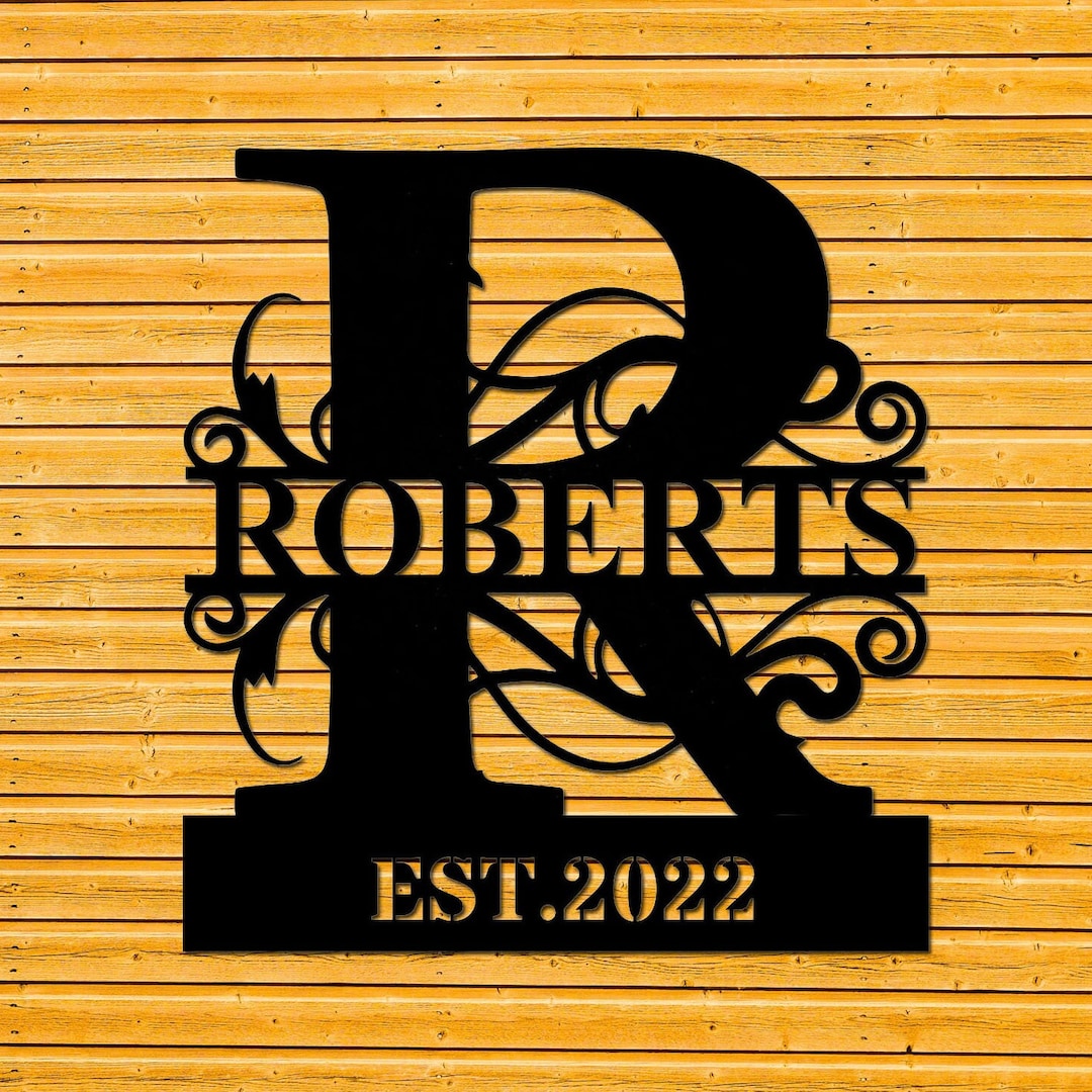 Custom Metal Family Name Sign Metal Last Name Sign Monogram Name Sign ...