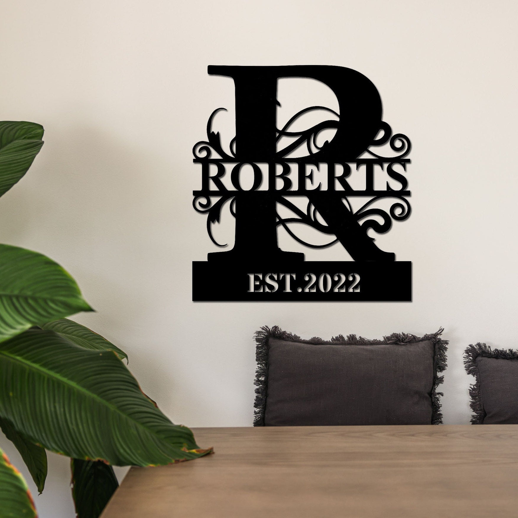 Custom Metal Family Name Sign Metal Last Name Sign Monogram Name Sign ...