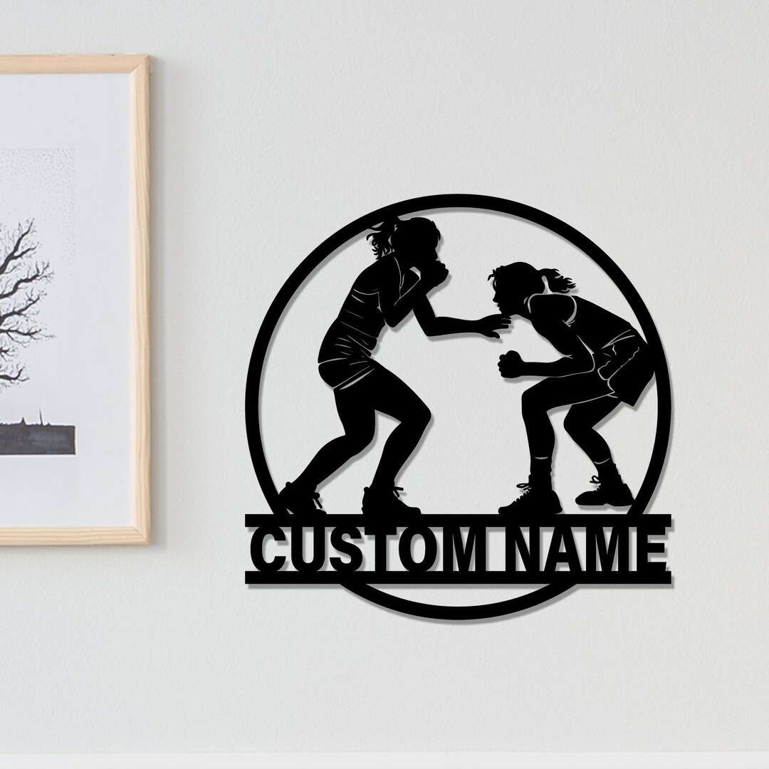 Custom Wrestling Sign Wrestling Metal Wall Art, Personalized Female ...