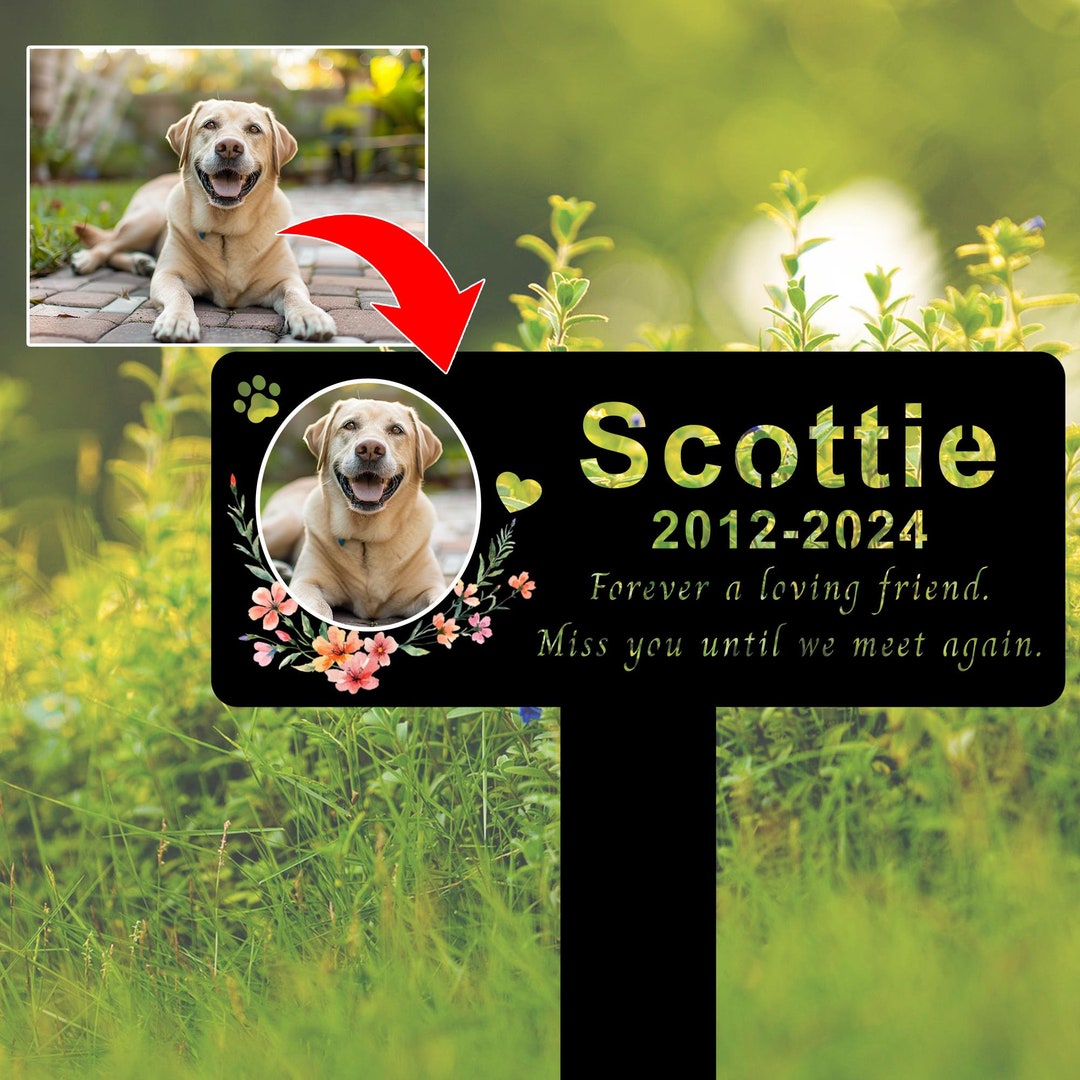 Custom Pet Grave Marker Pet Memorial Sign Personalized Photo Tribute ...