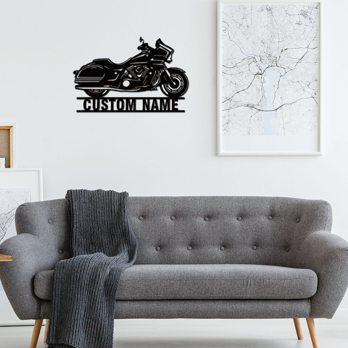 Custom Motorcycle Garage Metal Sign Harley Davidson Metal Wall Etsy