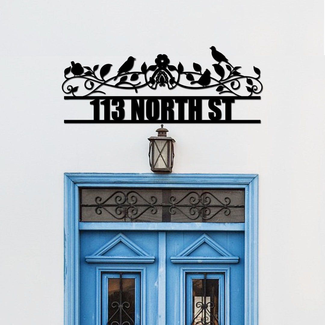 Bird House Number Sign Bird Metal Wall Art Personalized, Family Name ...