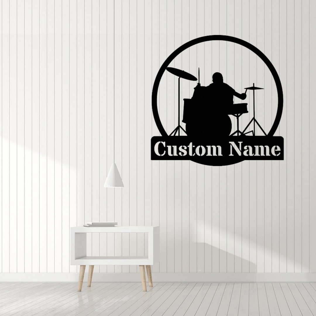 Custom Drummer Name Sign Drummer Gifts Metal Wall Decor Drum Set ...
