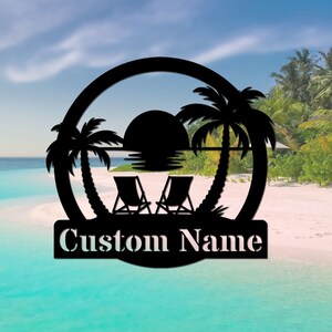 Palm Trees Sign Porch Decor Outdoor Palm Trees Metal Sign Tropical ...