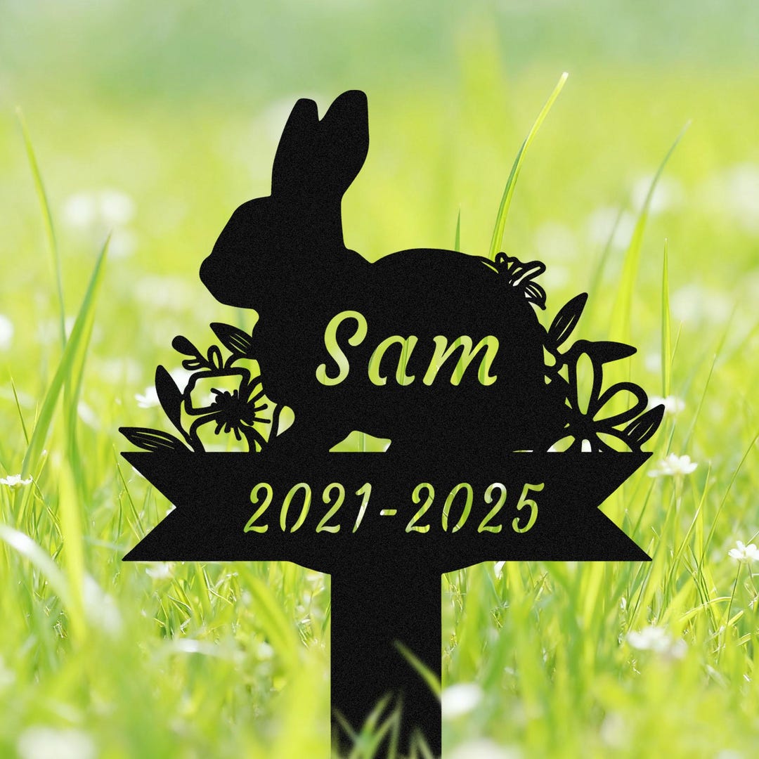 Rabbit Bunny Memorial Stake Personalized, Rabbit Grave Markers Stake ...