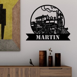 Custom Train Metal Sign Train Metal Wall Art Personalized Train Sign ...
