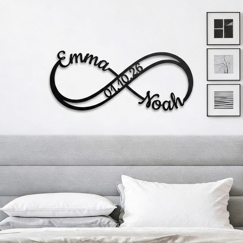 Custom Infinity Sign Wedding Date Sign, Couple Bedroom Wall Decor ...