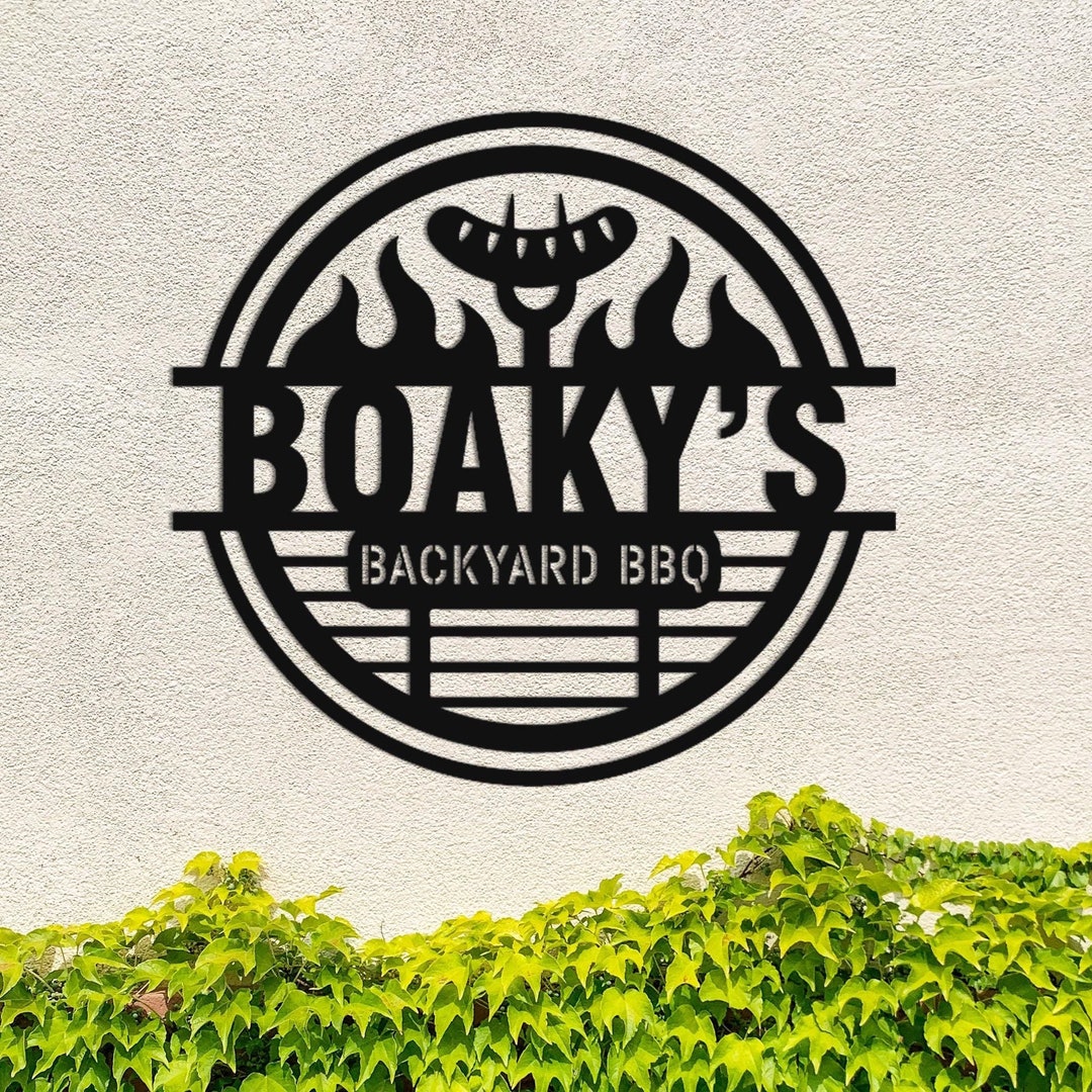 Custom Barbecue Sign, Backyard BBQ Metal Wall Decor, Personalized Grill ...
