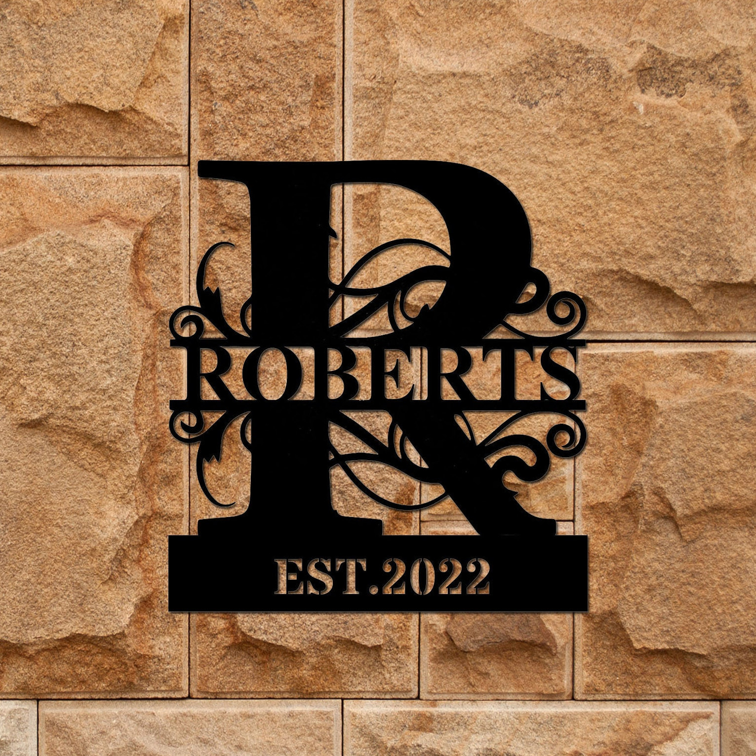 Custom Metal Family Name Sign Metal Last Name Sign Monogram Name Sign ...