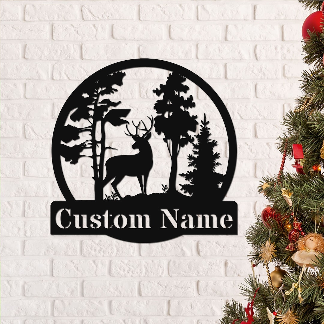 Deer Metal Wall Art Custom Deer Hunter Sign Cabin Decor Deer Name Sign ...