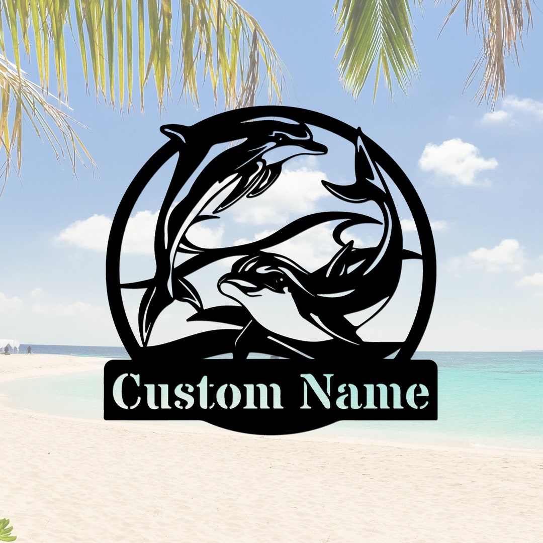Dolphin Metal Sign Dolphin Metal Wall Art Dolphin Wall Decor Family ...