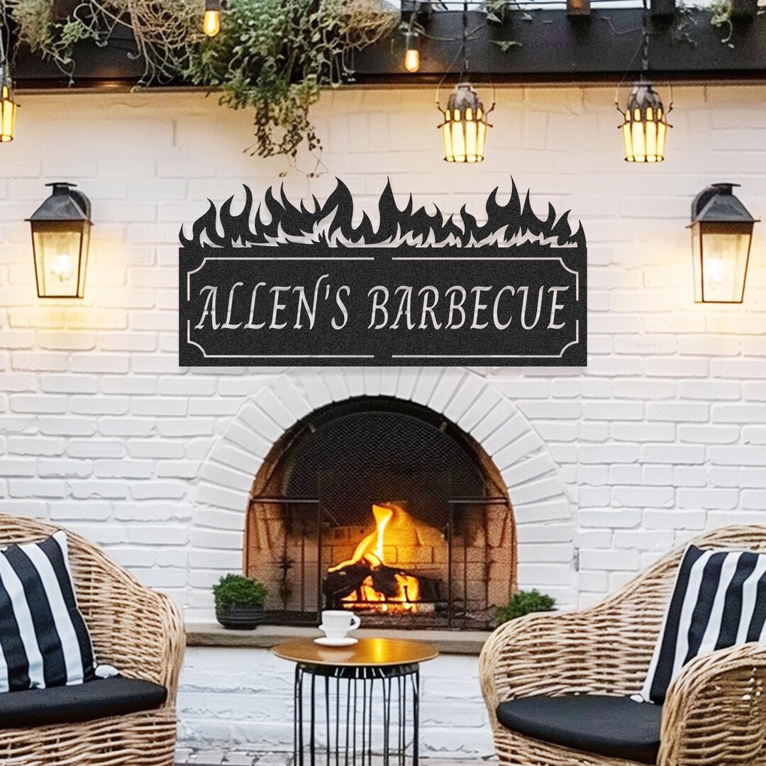 Personalized Metal Barbecue Sign, Custom Grill Sign, Barbecue Name Sign ...