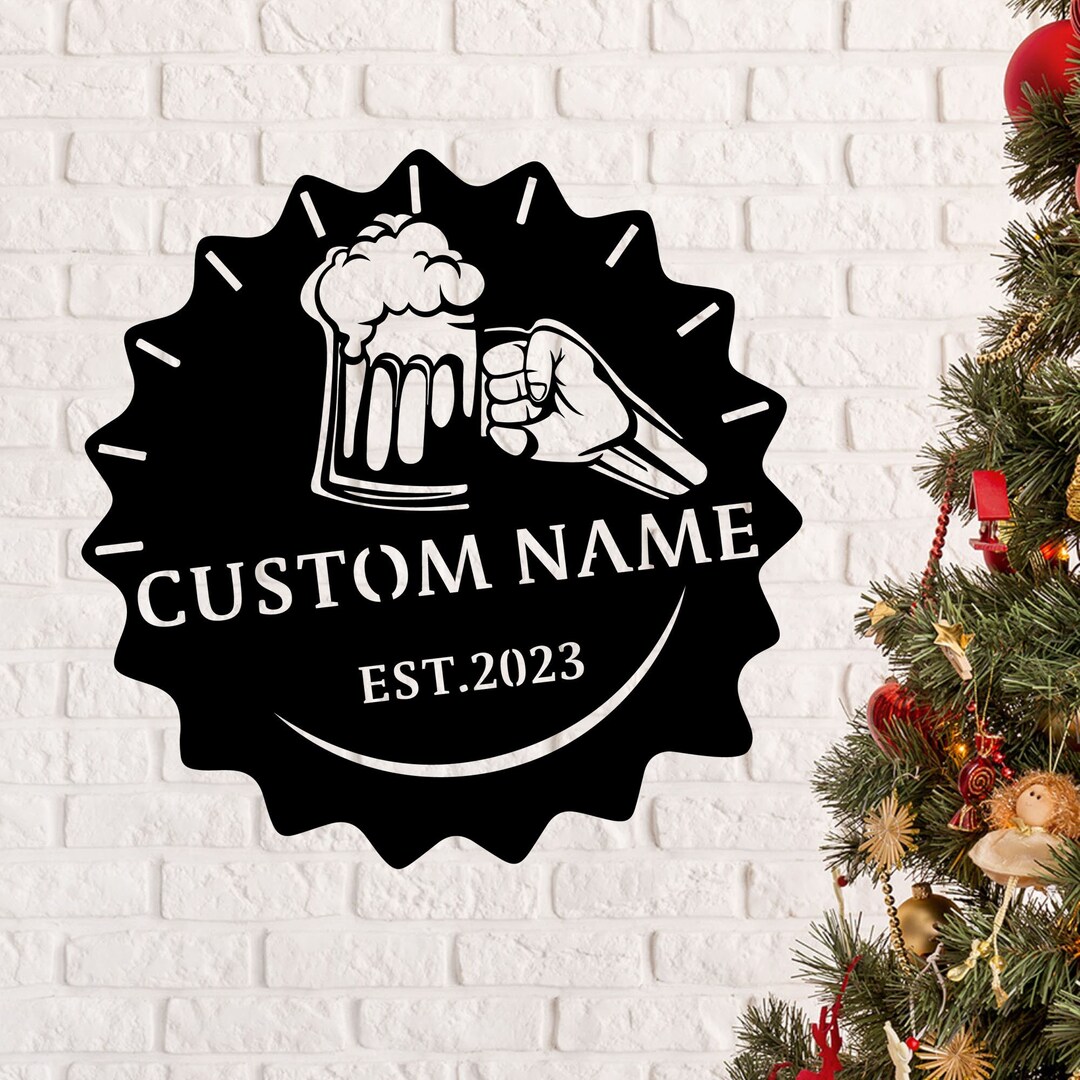 Custom Bar Sign With LED Light Personalized Bar Metal Sign Metal Bar ...