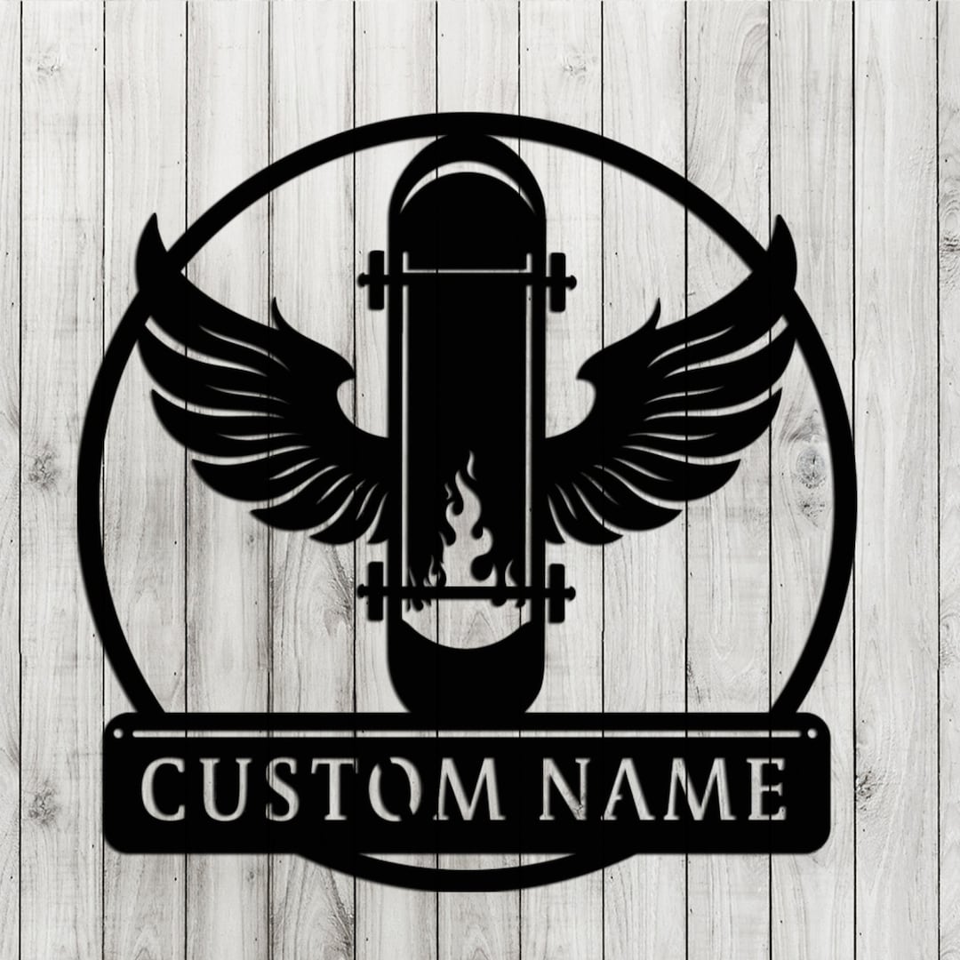 Personalized Skateboard Metal Wall Art Jumping Skateboard Sign Sports ...