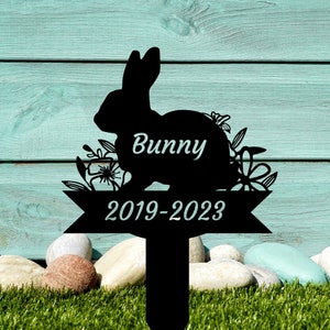 Rabbit Bunny Memorial Stake Personalized, Rabbit Grave Markers Stake ...