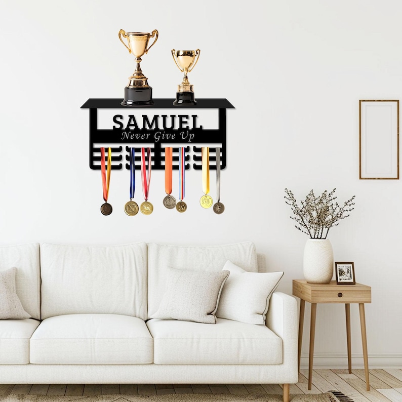 Custom Medal Holder With Shelf: Personalized Trophy Shelf - Etsy