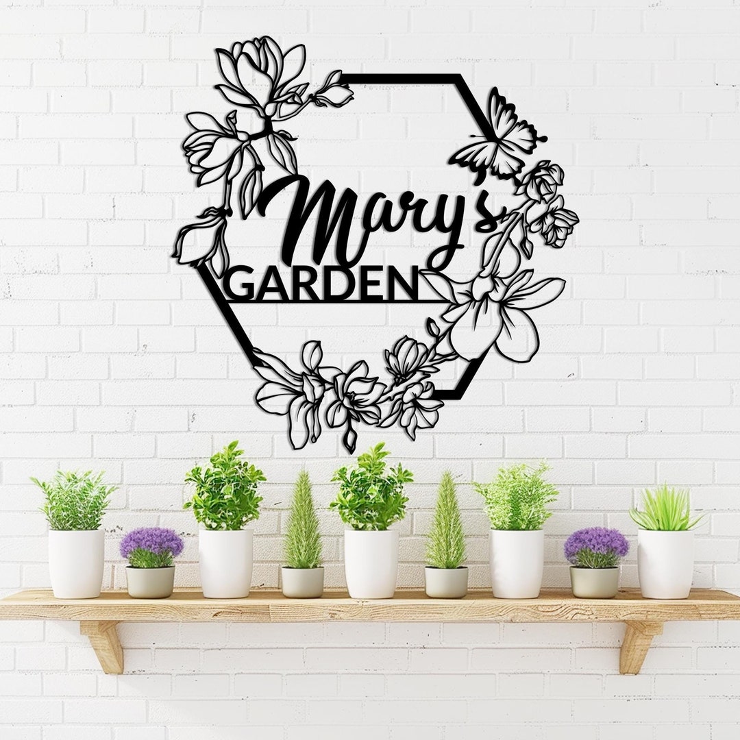 Custom Garden Wall Art Personalized Metal Flower Garden Sign Custom ...