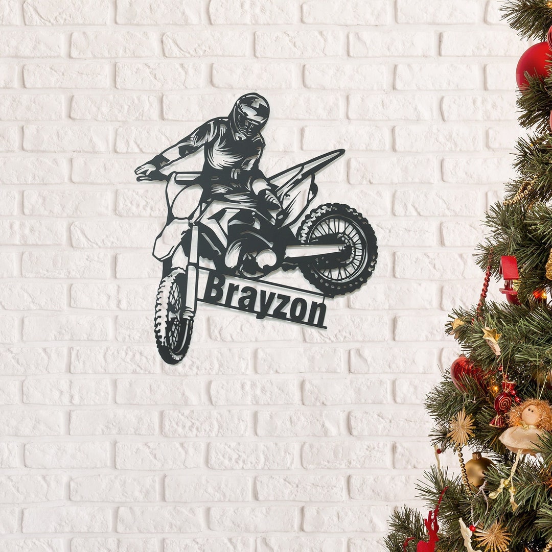 Metal Motorcycle Sign Bike Wall Art Custom Dirt Biker Metal Wall Art ...