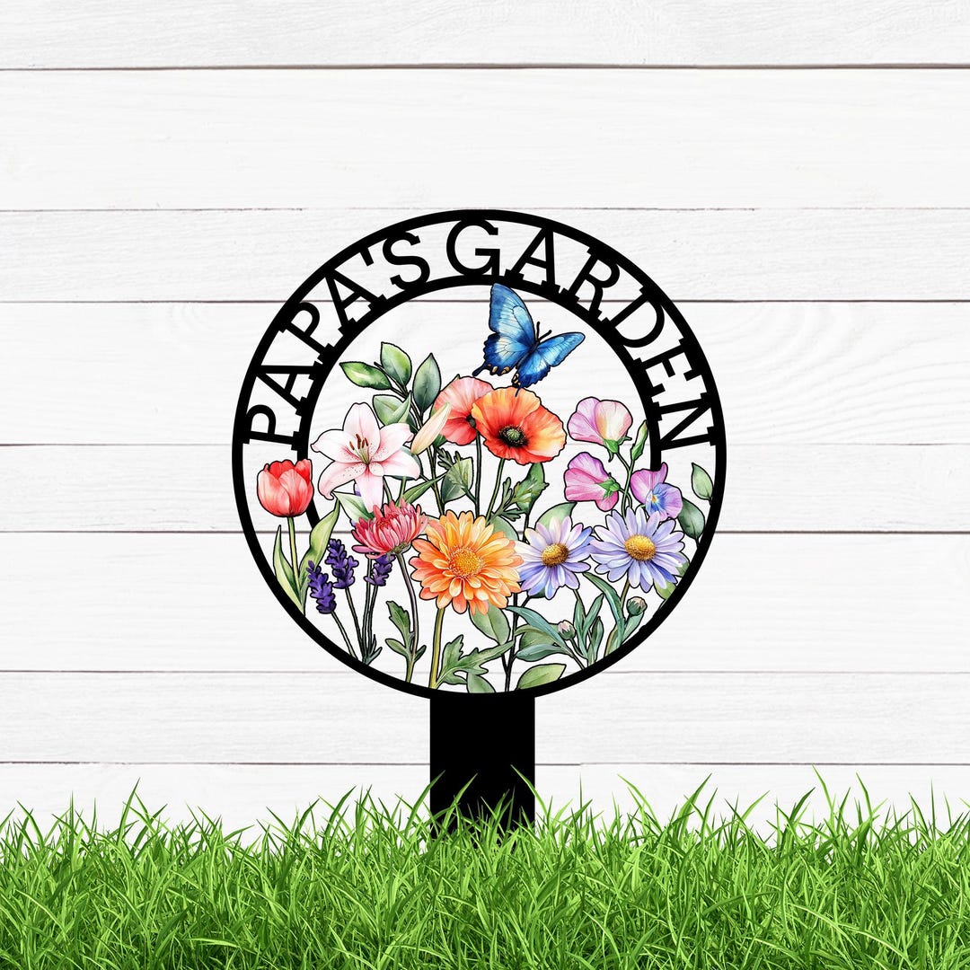 Personalized Garden Metal Sign With Stake, Custom Garden Name Sign ...