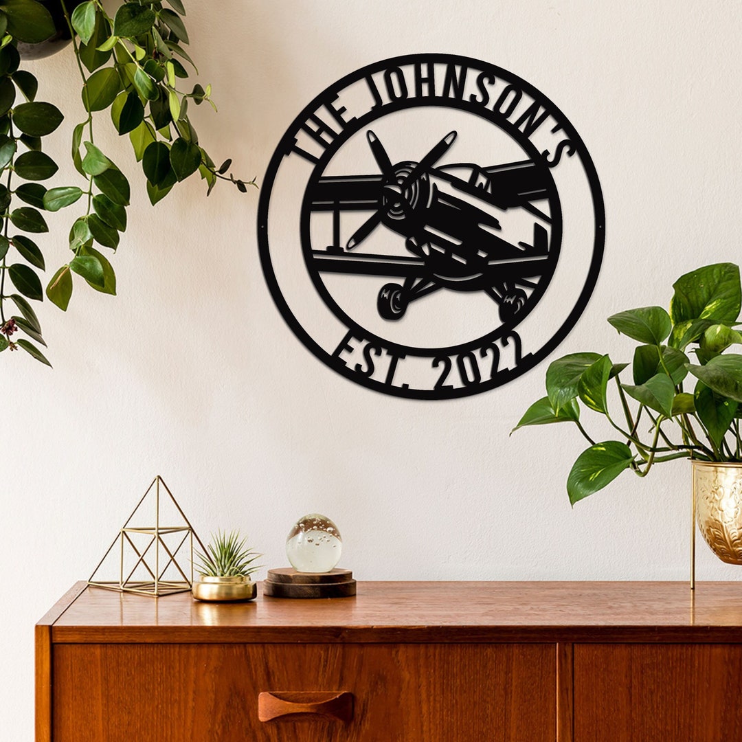 Personalized Pilot Name Sign, Custom Airplane Metal Sign, Monoplane ...