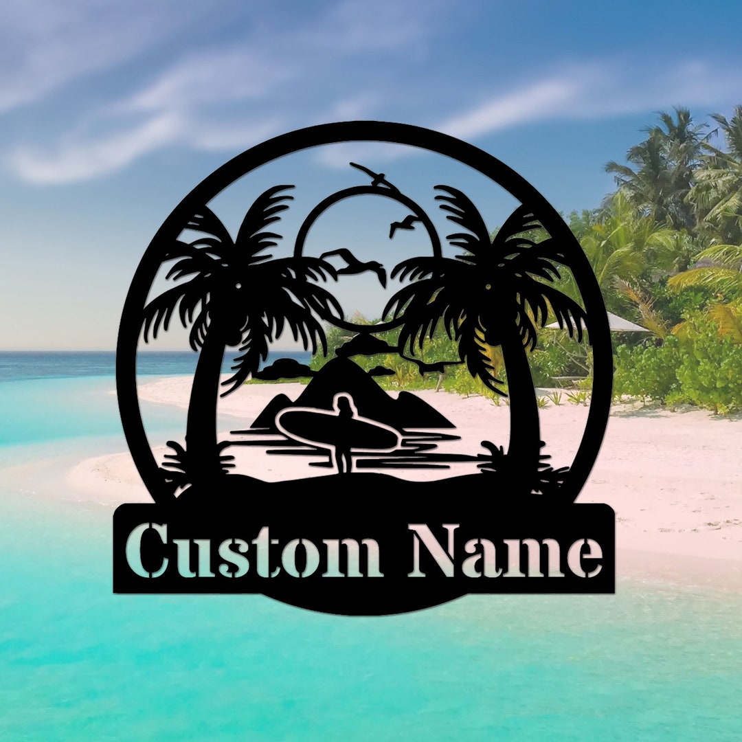 Palm Trees Sign Pool Decor Outdoor Palm Trees Metal Sign Tropical Patio ...