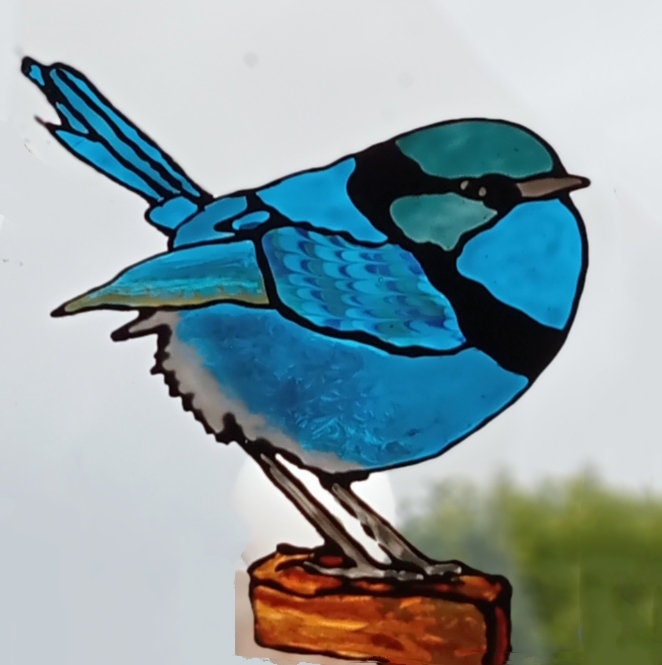 Handcrafted Faux Stained Glass Window Cling: Australian Native Bird ...