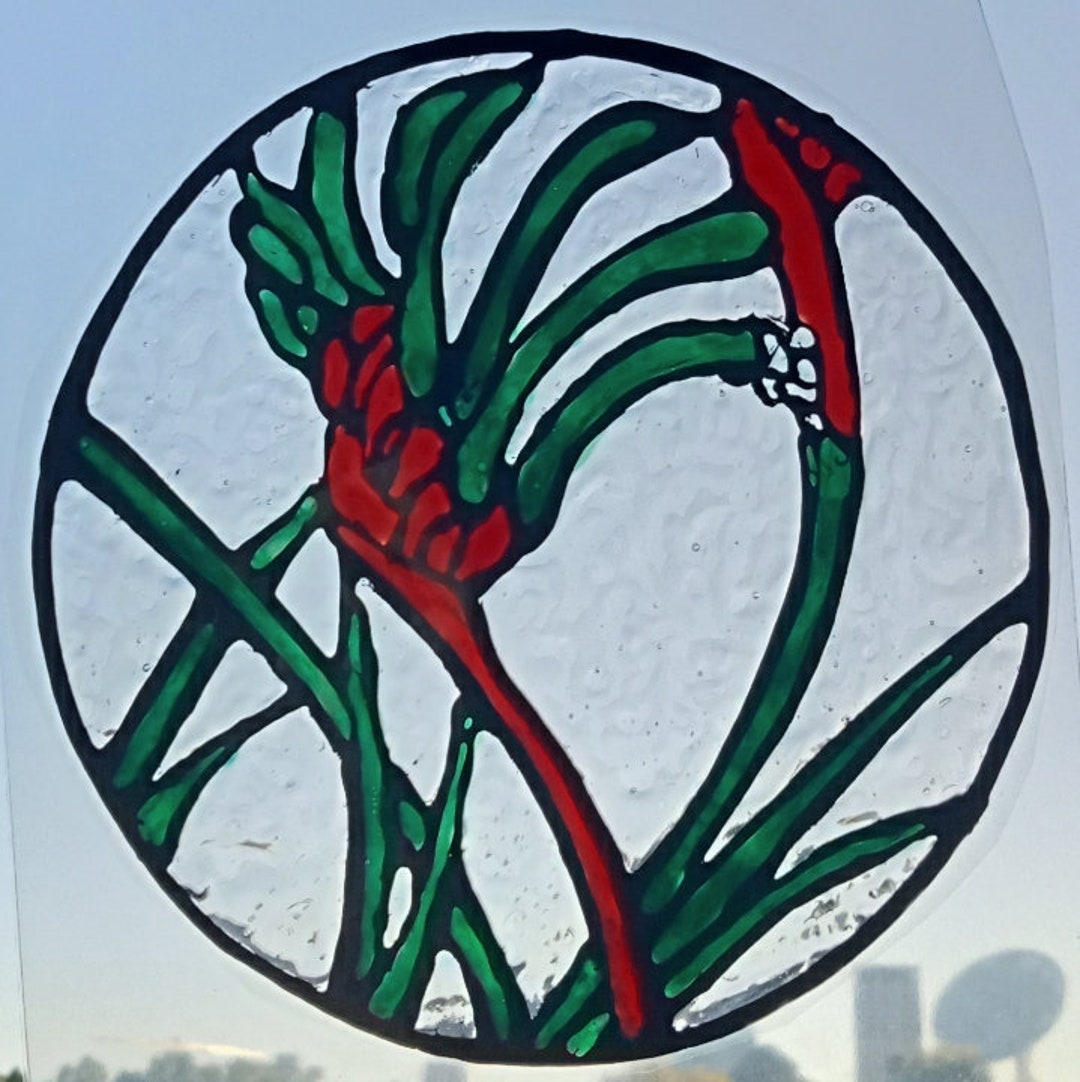 Hand Crafted Faux Stained Glass Australian Kangaroo Paw in Clear ...