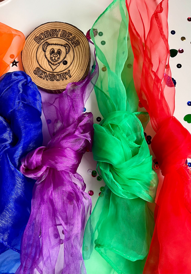 Chiffon Sensory Scarves: Colorful Baby Play Set, Dance Ribbons - Etsy