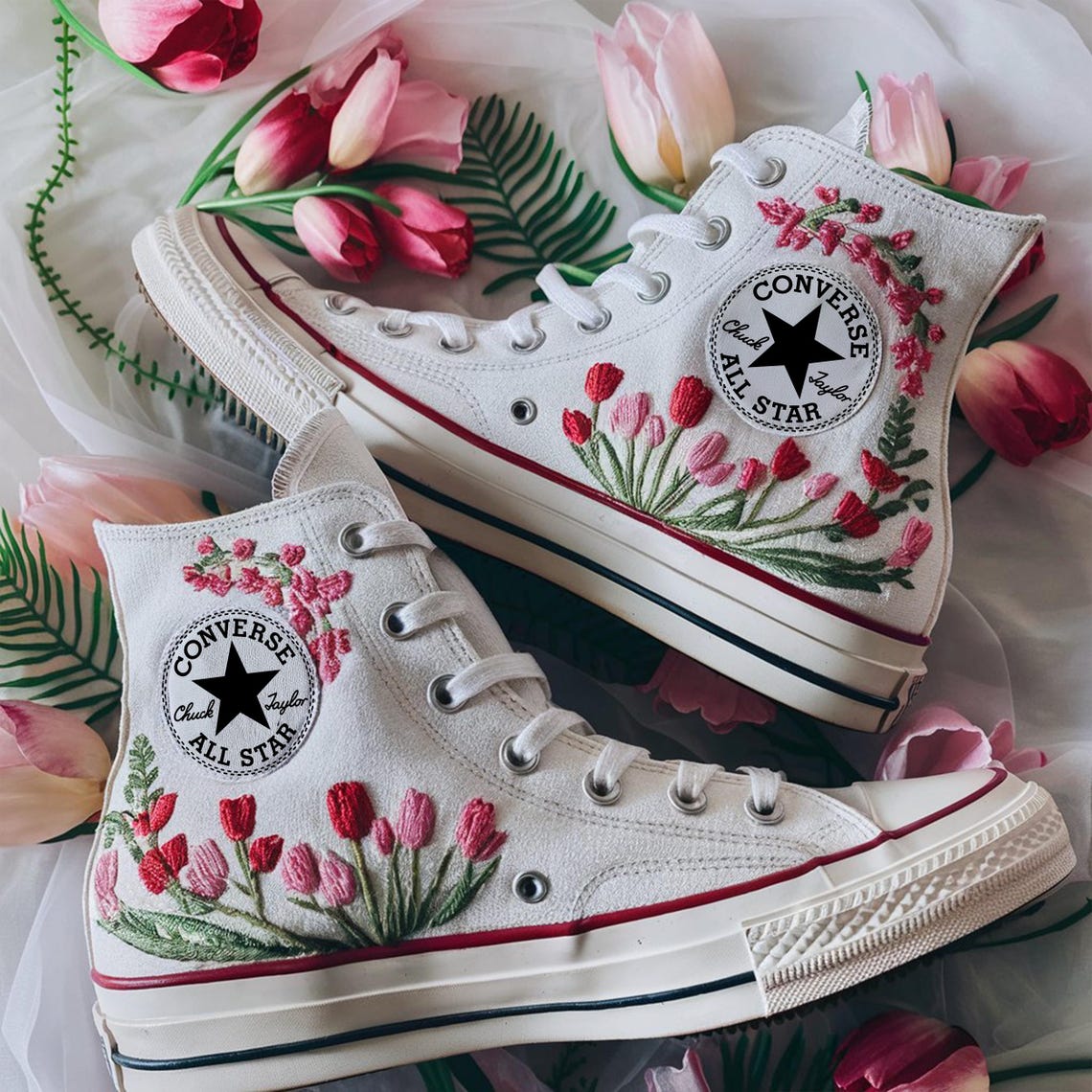 Custom Embroidered Floral Converse Chuck Taylor 1970 Sneakers Handmade ...