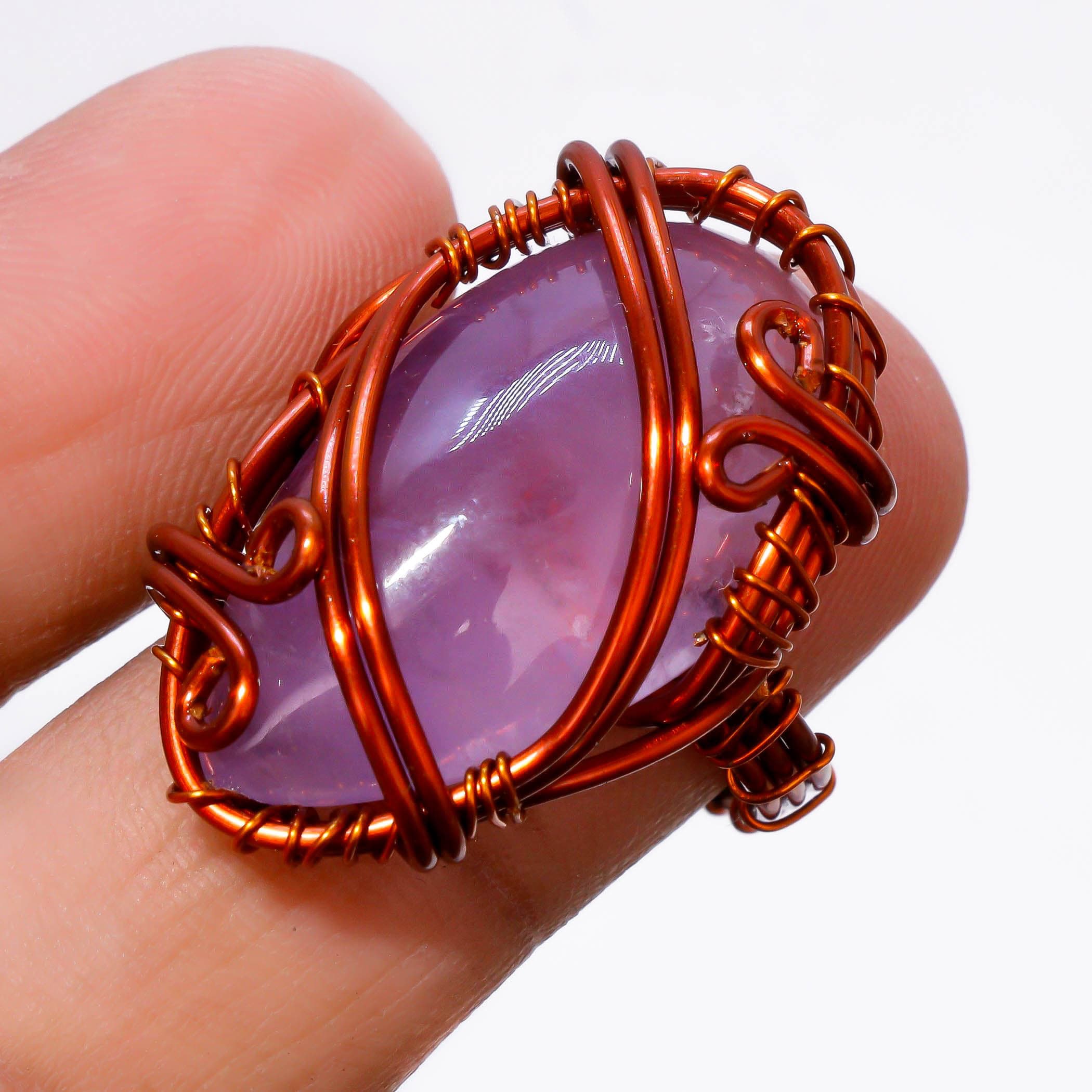Beautiful Natural African Amethyst Copper Ring, Copper Wire Wrapped ...