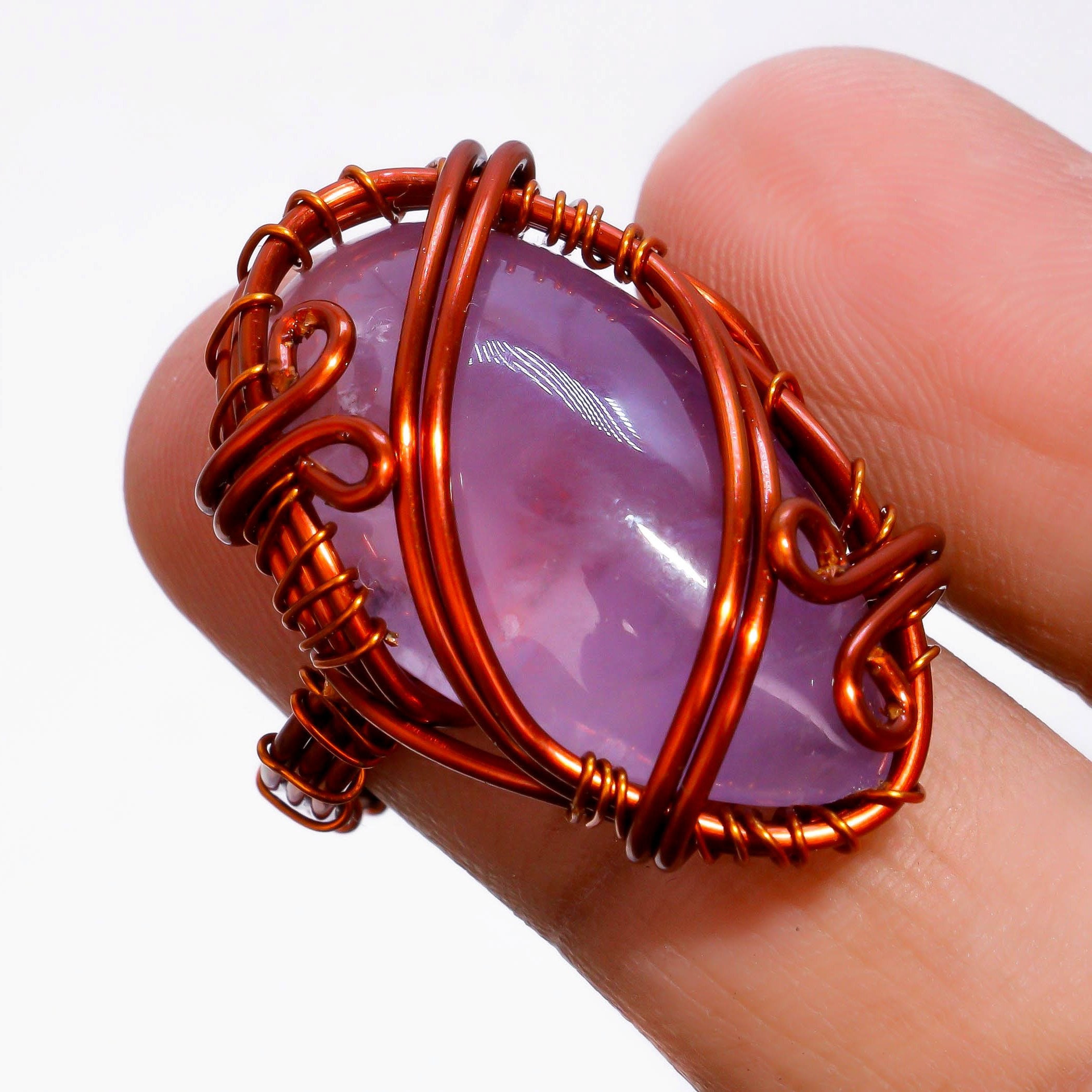 Beautiful Natural African Amethyst Copper Ring, Copper Wire Wrapped ...