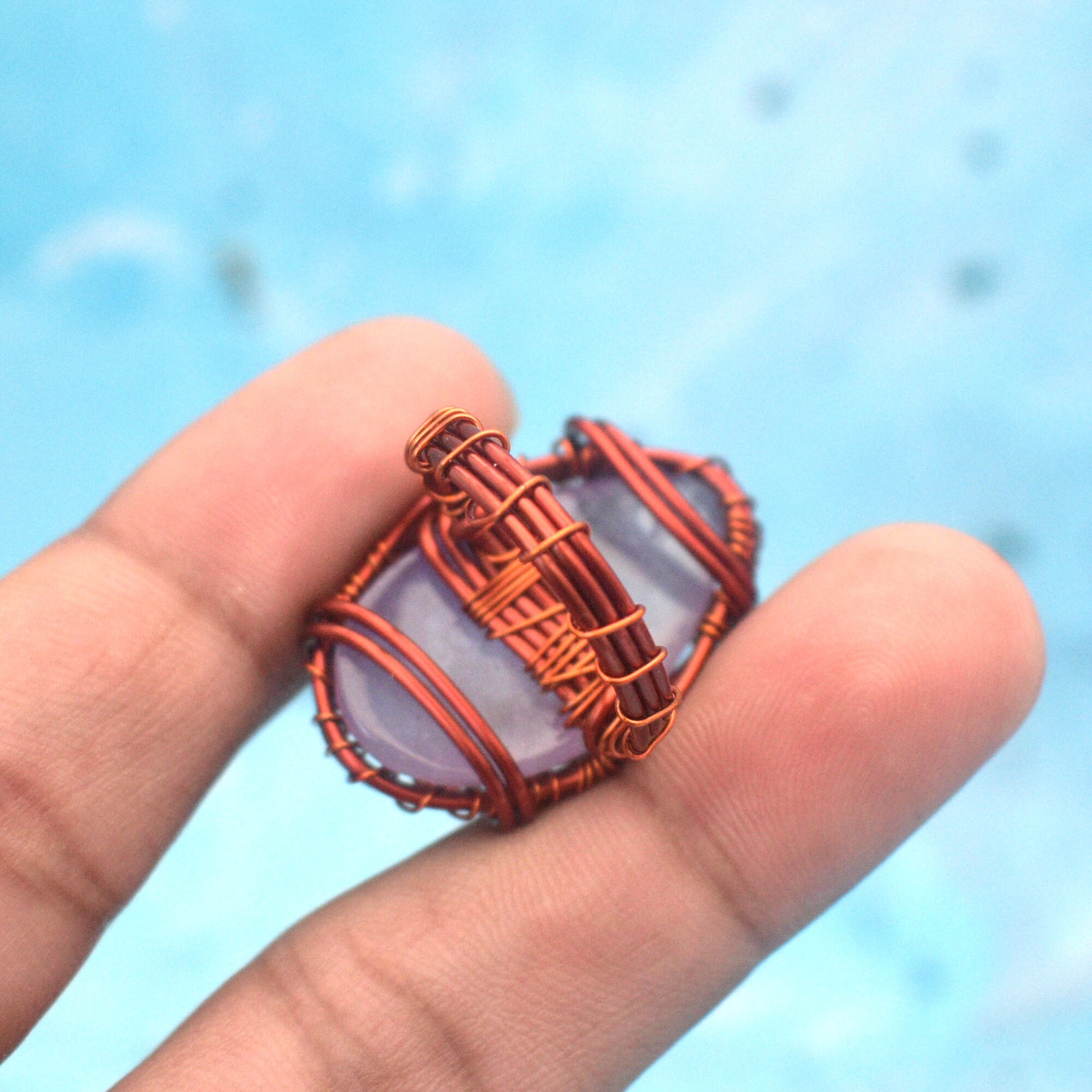 Beautiful Natural African Amethyst Copper Ring, Copper Wire Wrapped ...