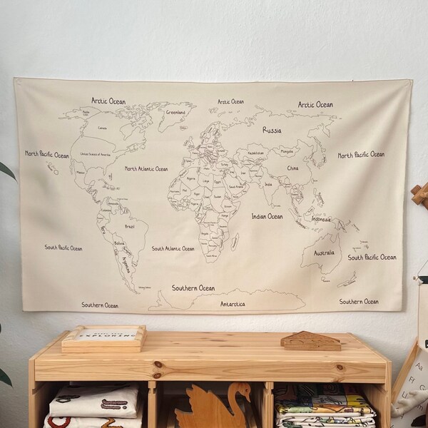 World Map Fabric - Etsy