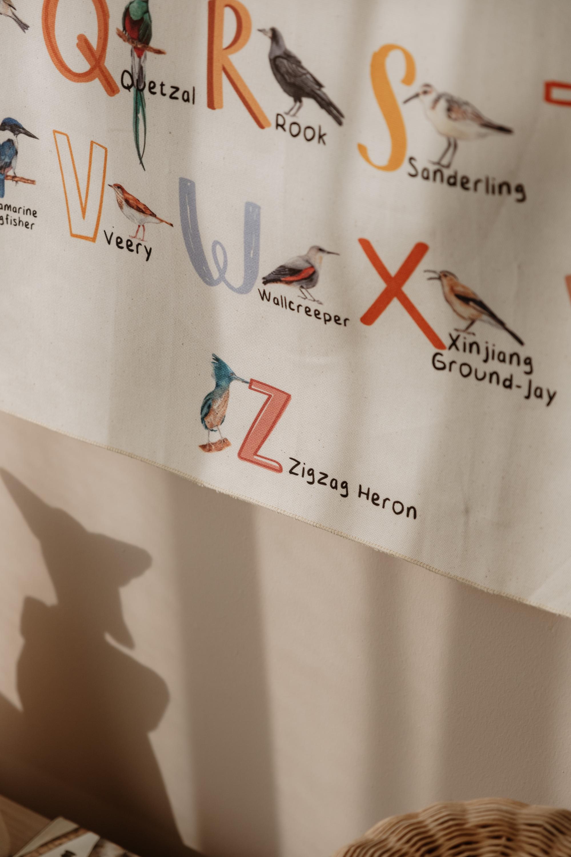 Bird Alphabet Tapestry: Organic Cotton Montessori Nursery Wall Art - Etsy