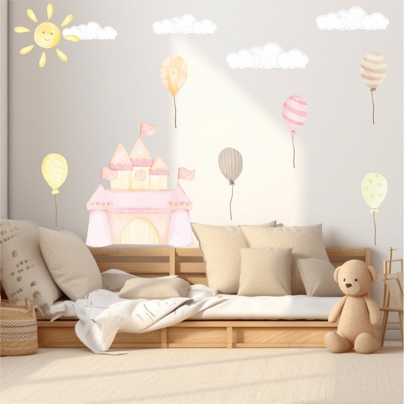 Fairy Tale Wall Decals: Rainbow, Balloons, Castle - Removable ...