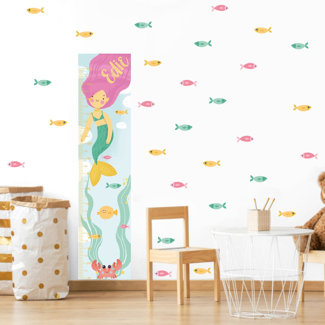 Personalized Mermaid Growth Chart Wall Decal, Removable Height Chart - Etsy