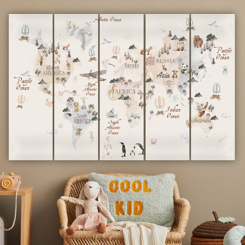 Canvas World Map Watercolor World Map Canvas Nursery Map - Etsy