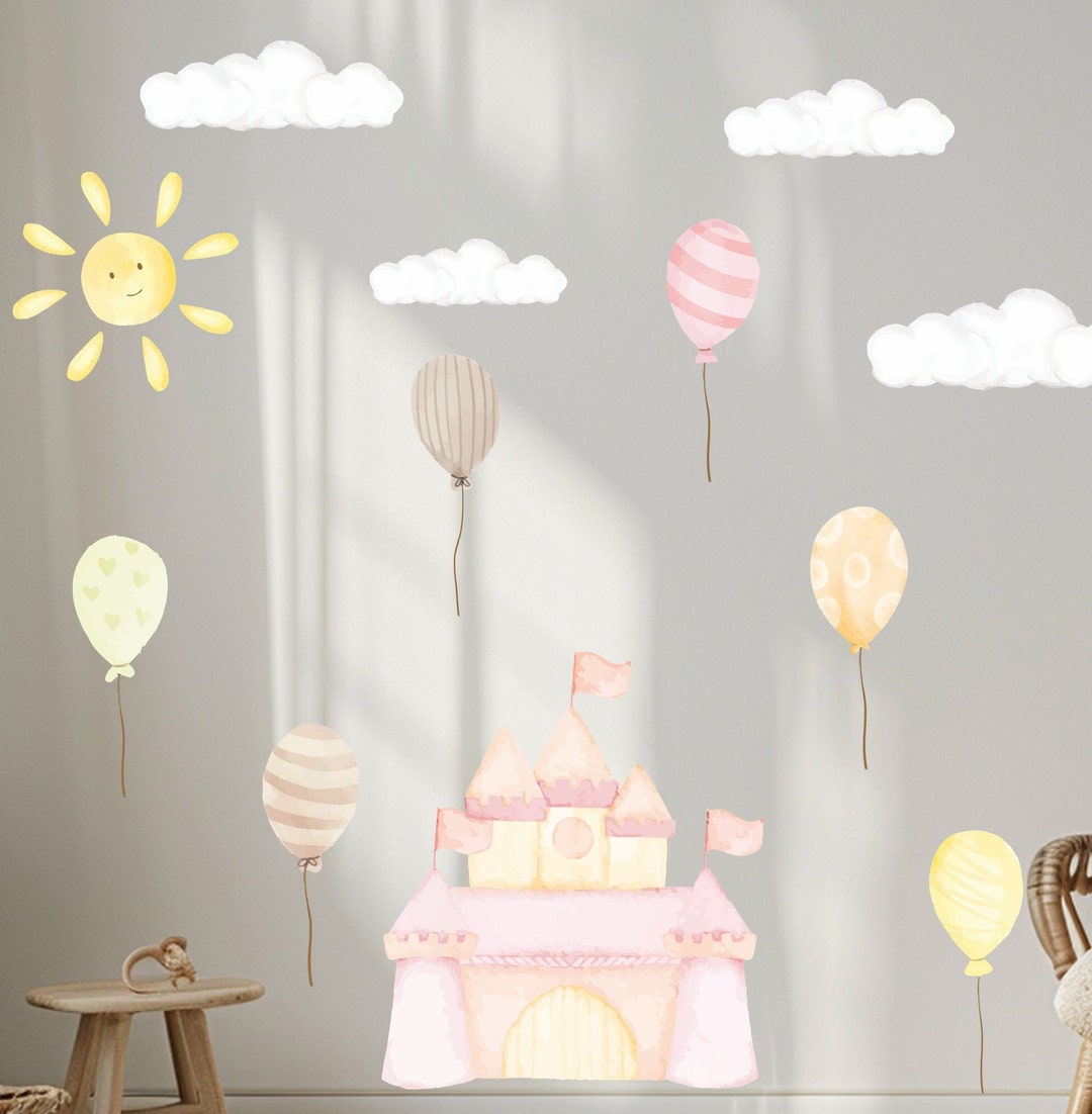 Fairy Tale Wall Decals: Rainbow, Balloons, Castle - Removable ...