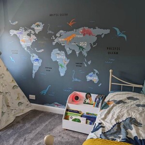 World Map Peel and Stick, Dinosaur World Map, Dinosaur Sticker, Nursery ...