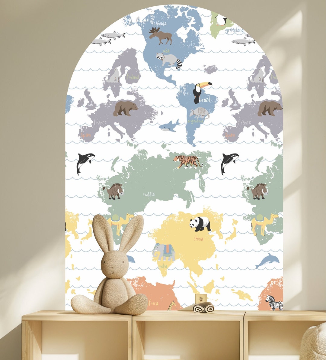 Map Arch Wall Mural, Arch Sticker, Removable and Repositionable, World ...