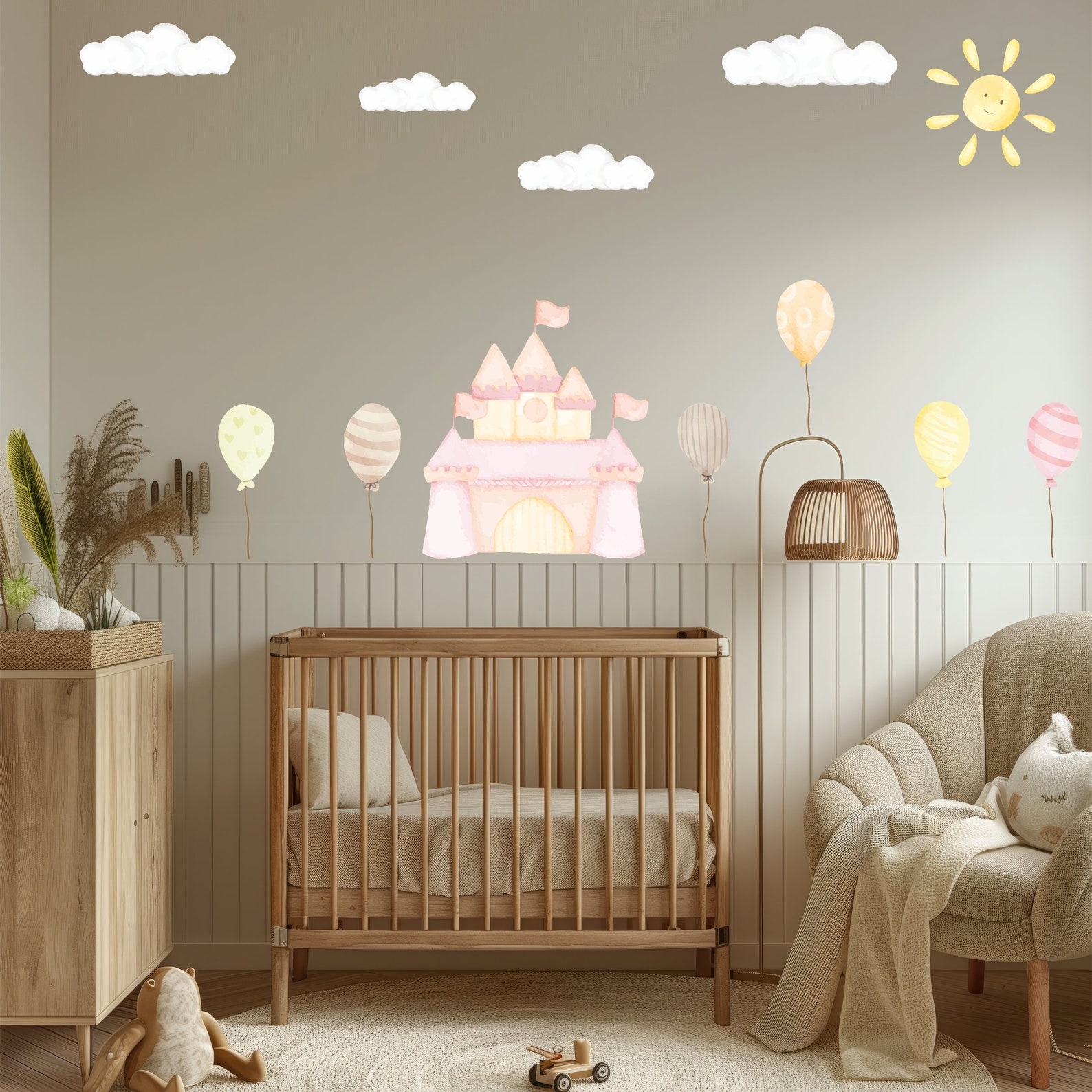 Fairy Tale Wall Decals: Rainbow, Balloons, Castle - Removable ...