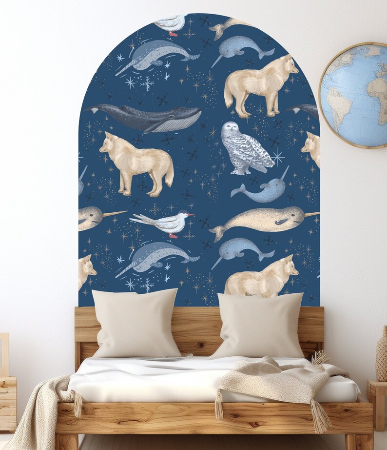 Artic Animals Headboard Mural / Bedhead Wall Decal / Arch Wall Decal ...