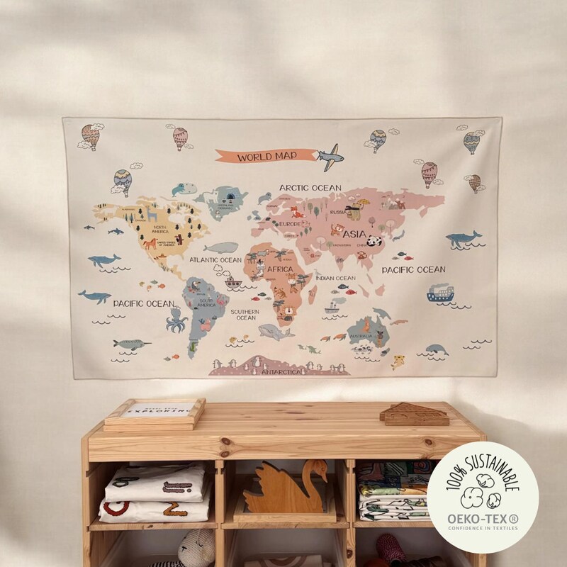 World Map Fabric - Etsy