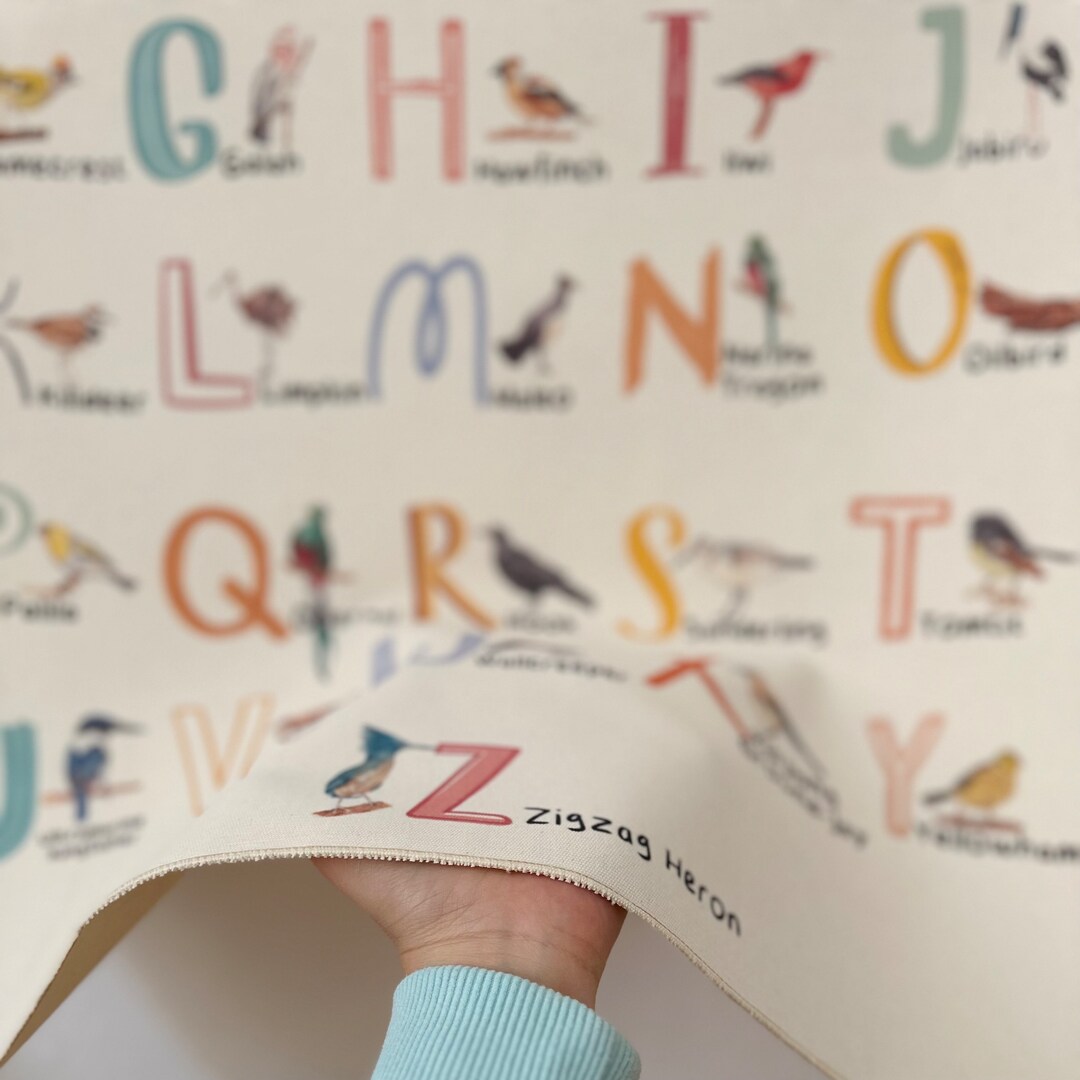 Bird Alphabet Tapestry, Organic Cotton Fabric Tapestry, Kid Room ...