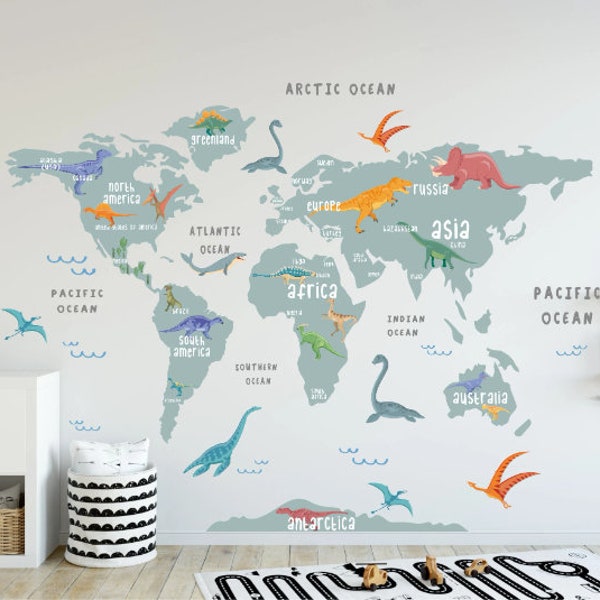 World Map Wall Decal - Etsy