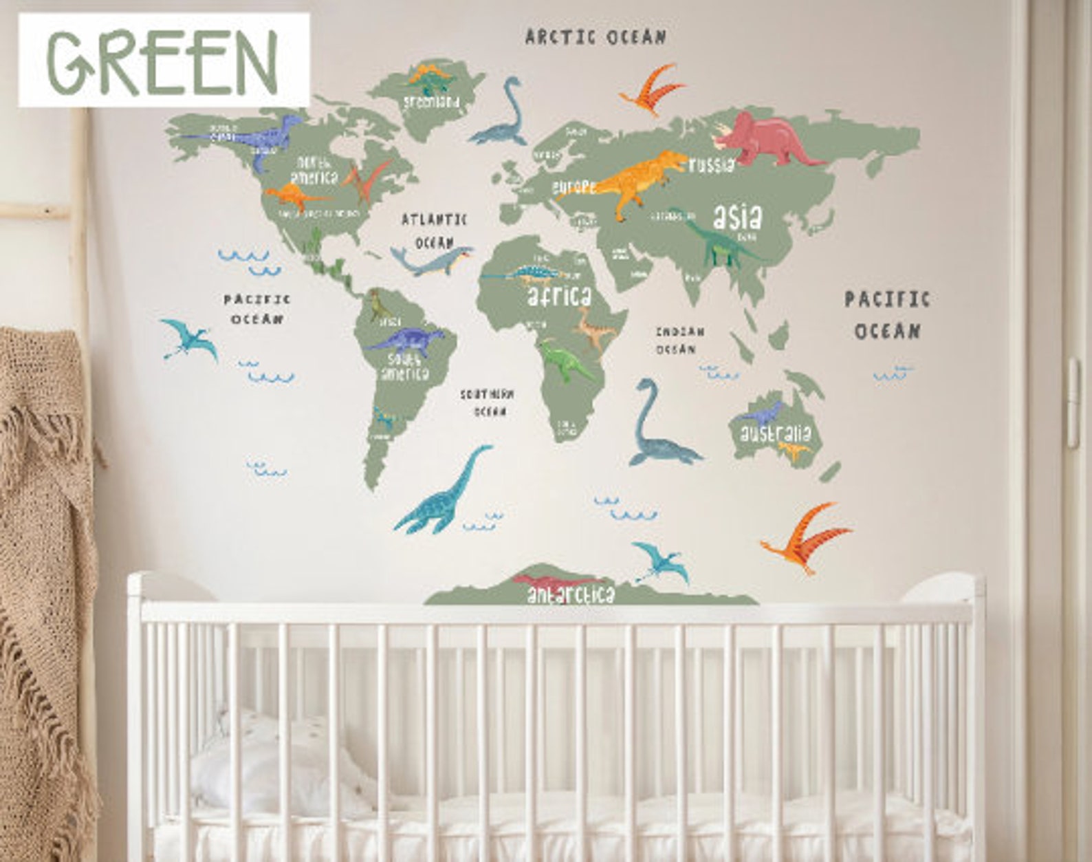 World Map Peel and Stick Dinosaur World Map Dinosaur - Etsy
